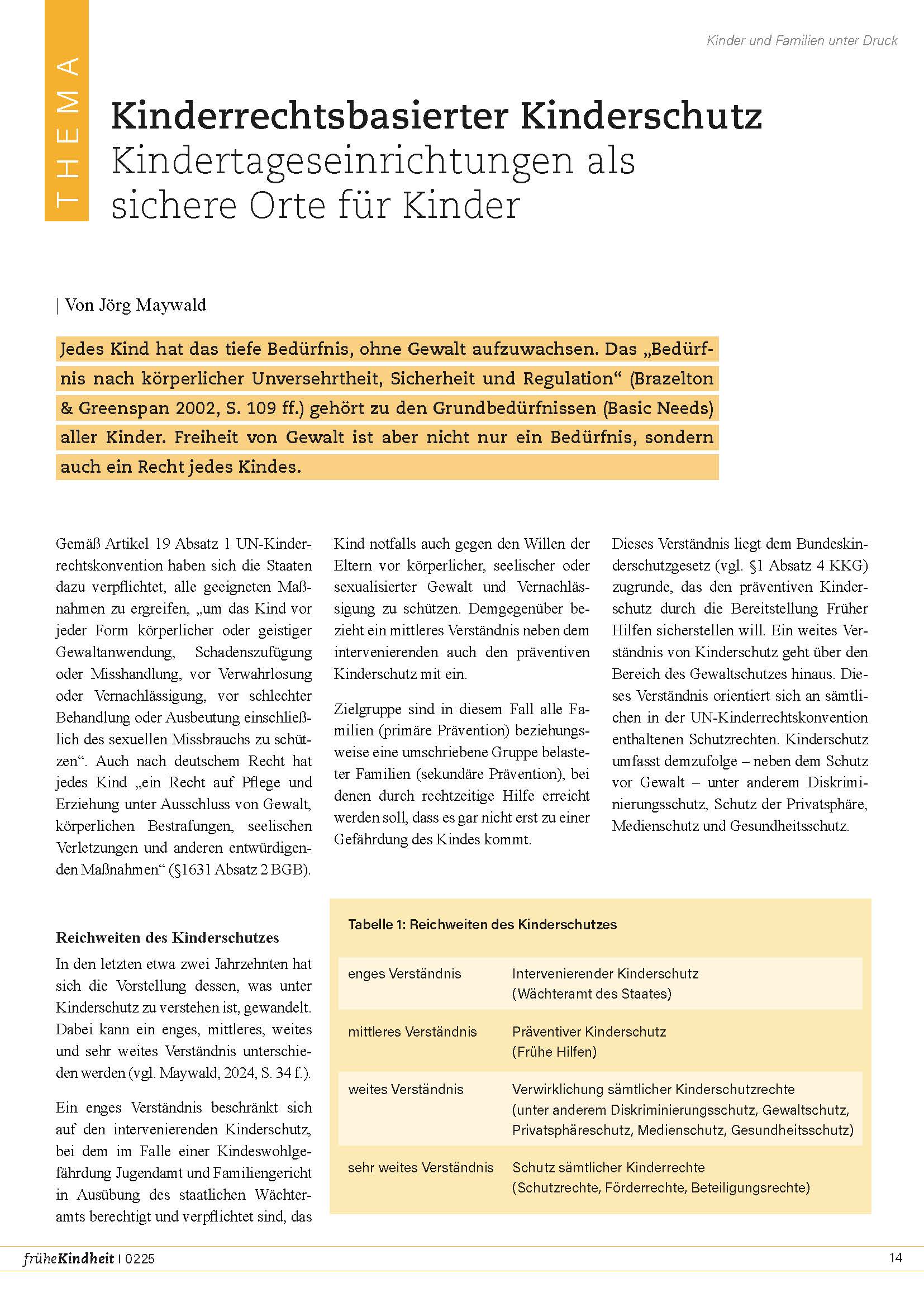Frühe Kindheit - Kinderrechtsbasierter Kinderschutz